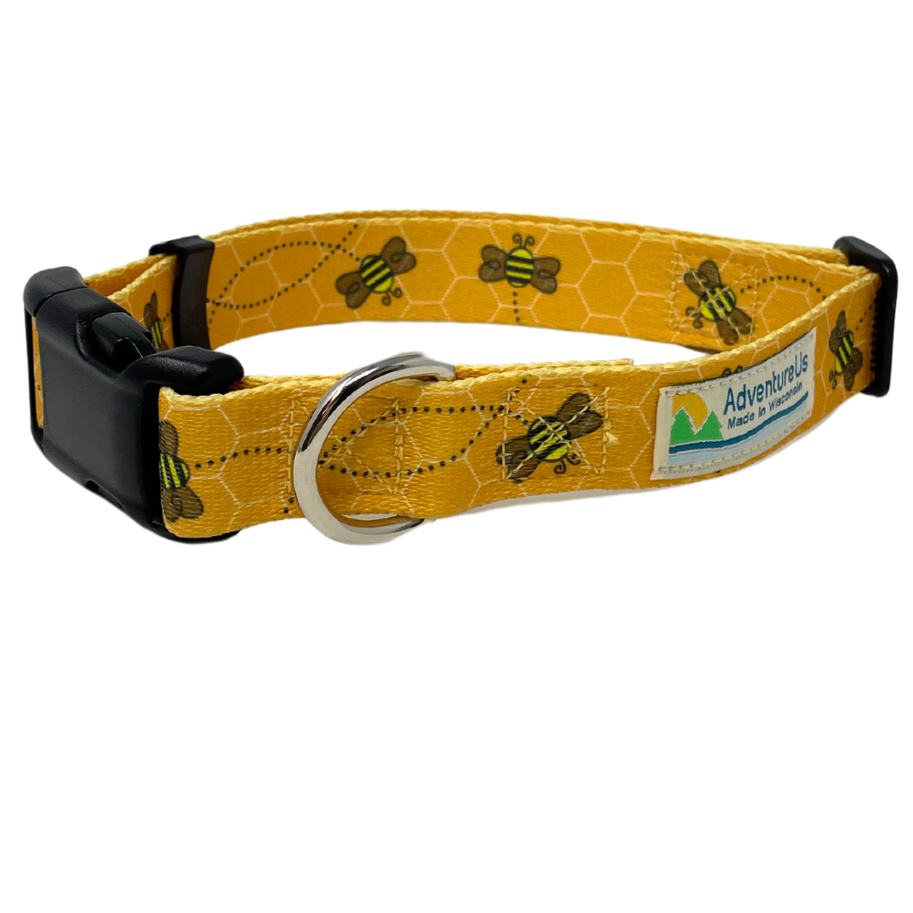 Buzzing Bees - Pet Collar - Adjustable Sizes - USA Made – AdventureUs