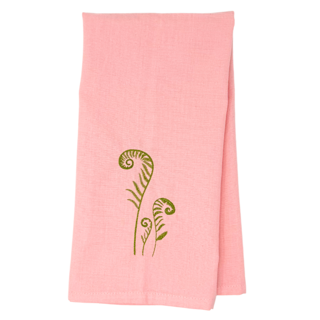 Embroidered Fiddlehead Fern Tea Towel - Pink – AdventureUs